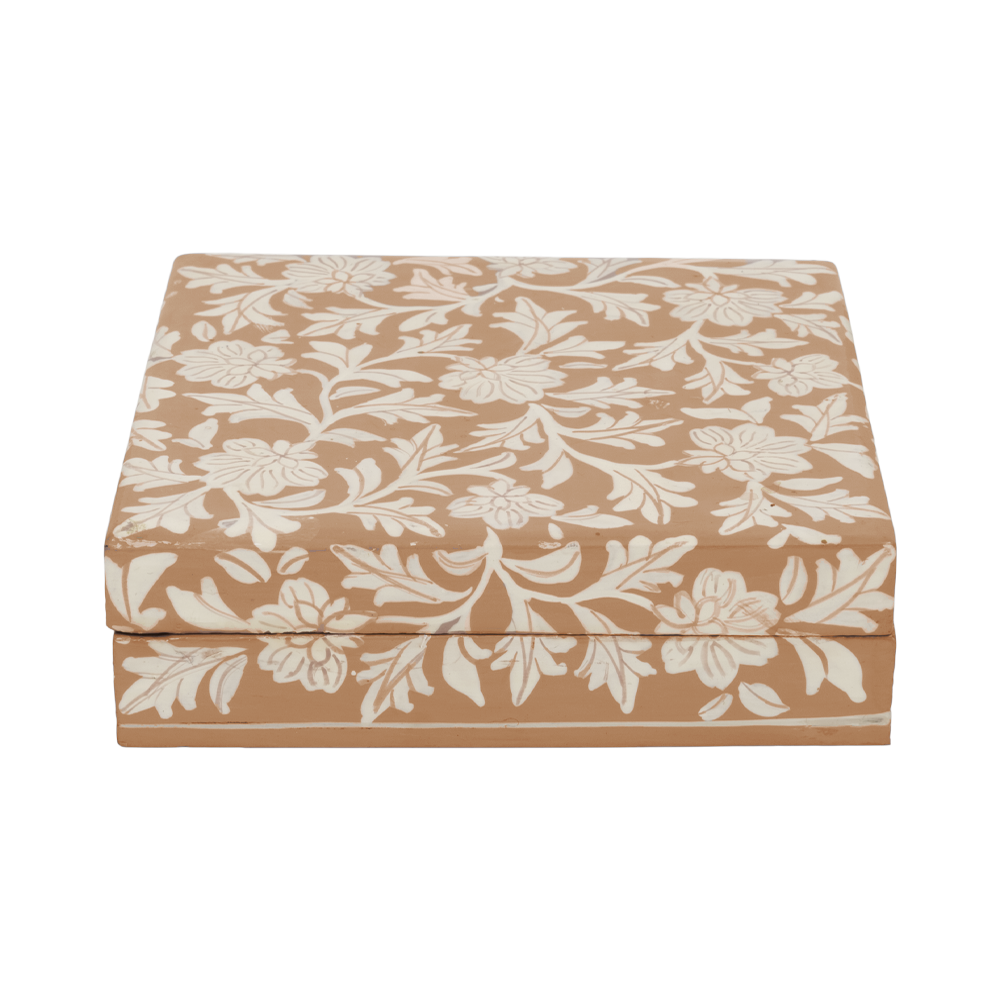 Floral print box square mud | affordable, organic, 100% handmade, fair ...